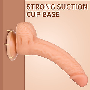 Realistic Dildos, XINBALE 7.3 Inch Dildo with Suction Cup for Hands-Free, Flexible Cock with Curved Shaft and Balls for Vaginal G-spot and Anal Play, Adult Sex Toy for Male & Female, Couples