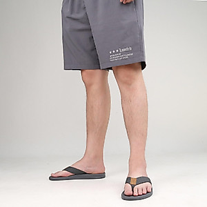 KuaiLu Mens Flip Flops Arch Support Comfortable Cushion Memory Foam Recovery Walking Waterproof Leather Thong Sandals Orthotic Plantar Fasciitis Summer Casual Beach Pool Slip on Slippers Grey Size 11