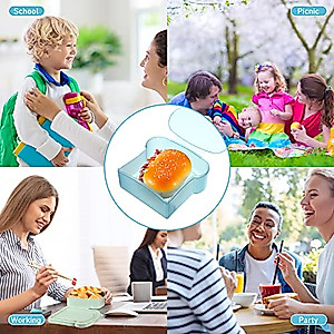 Meanplan 4 Pcs Sandwich Containers Sandwich Box Food Storage Toast Shape Holder Plastic Bread Sandwich Keeper Prep Microwave Dishwasher Safe, 14 oz(Bright Color)