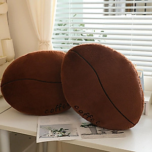 TZMAPU Coffee Bean Plush Pillow, Cute Stuffed Coffee Bean Sofa Cushion, Fruits Doll Toy, Cozy Pillow for Sofa, Office, Cushion, Lounge, Gifts for Kids and Adults（Coffee Color，20inch）