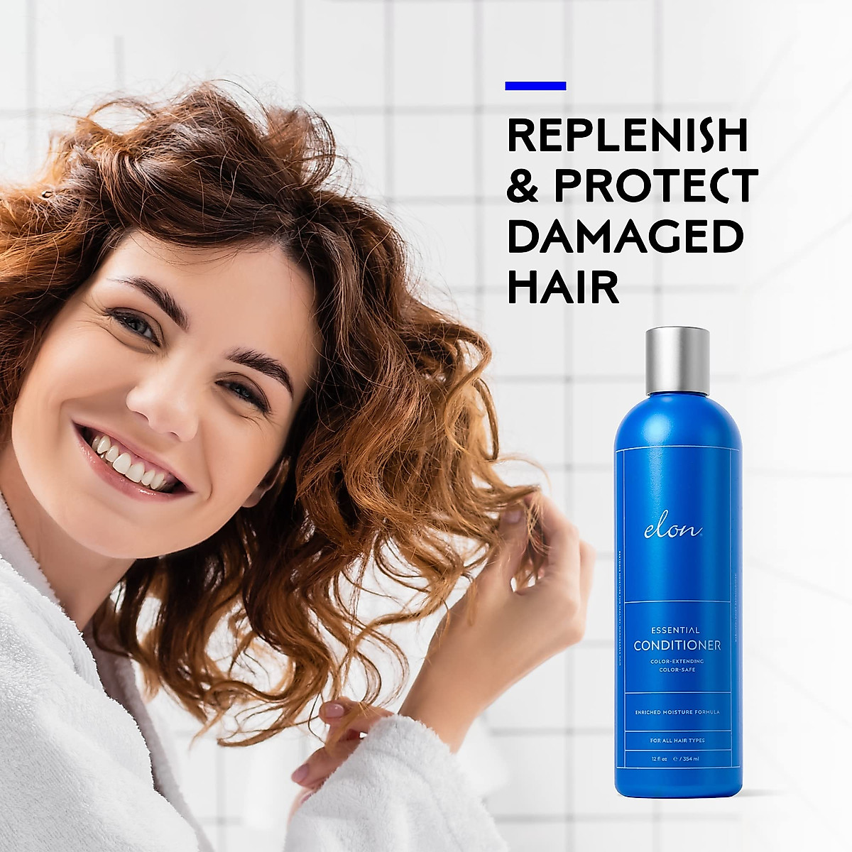 Elon Essential Conditioner for Women - Moisturizing Conditioner for Dry Hair, Nourish Damaged Hair, Protects Against UV Color Extending Moisture - Sulfate Free & Paraben Free (12 oz)