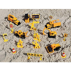 19 Pack Construction Toys，Mini Diecast Cars Play Sets Dumper,Bulldozers,Forklift,Tank Truck,Asphalt Car,Excavator,Engineering Worker,Construction Traffic Sign Set Toy for Kids Boys and Girls
