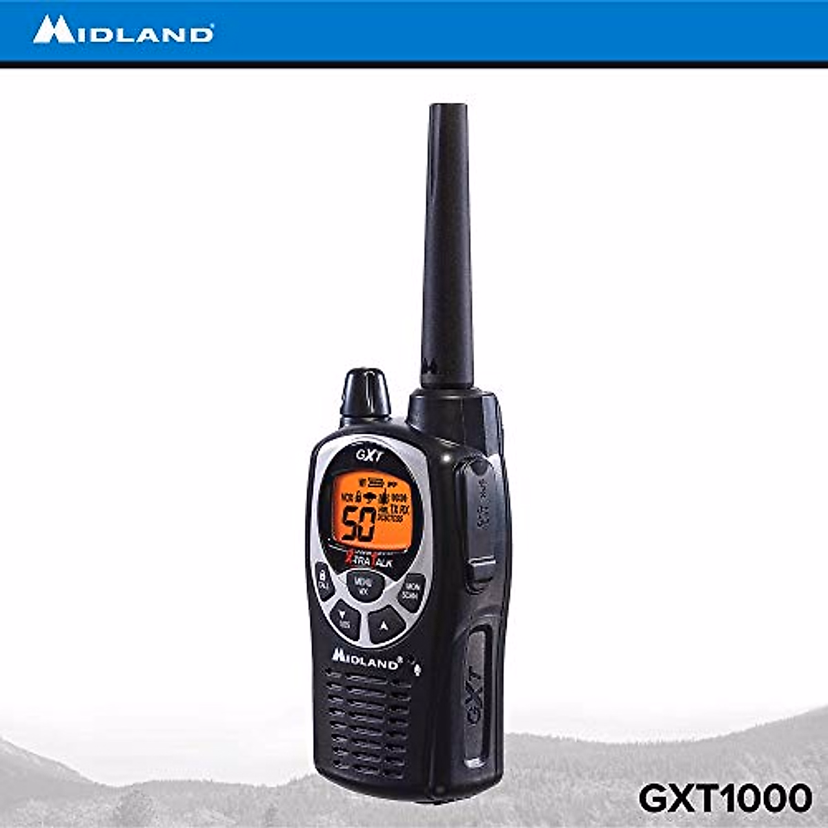Midland GXT1000VP4 50 Channel GMRS Two-Way Radio - Up to 36 Mile Range Walkie Talkie - Black/Silver (Pack of 8)