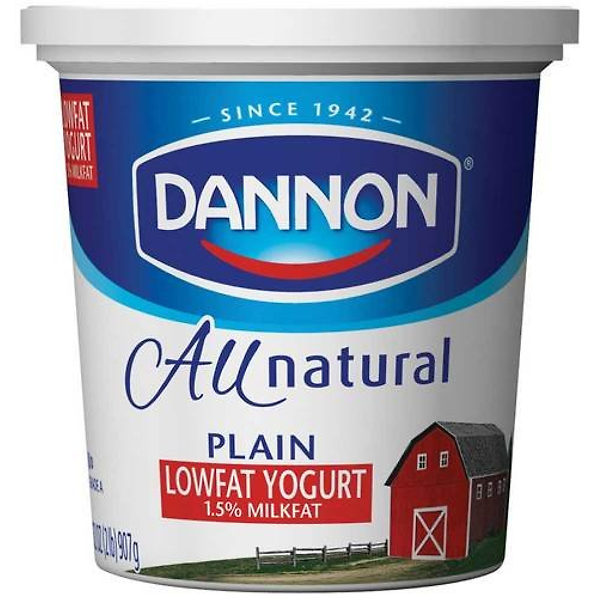 Dannon All Natural Quart Plain Lowfat Yogurt, 32 Ounce -- 6 per case.