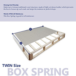 Continental Sleep 4-Inch Fully Assembled Wood Split Low Profile Traditional Box Spring/Foundation for Mattress Set, Twin, Beige
