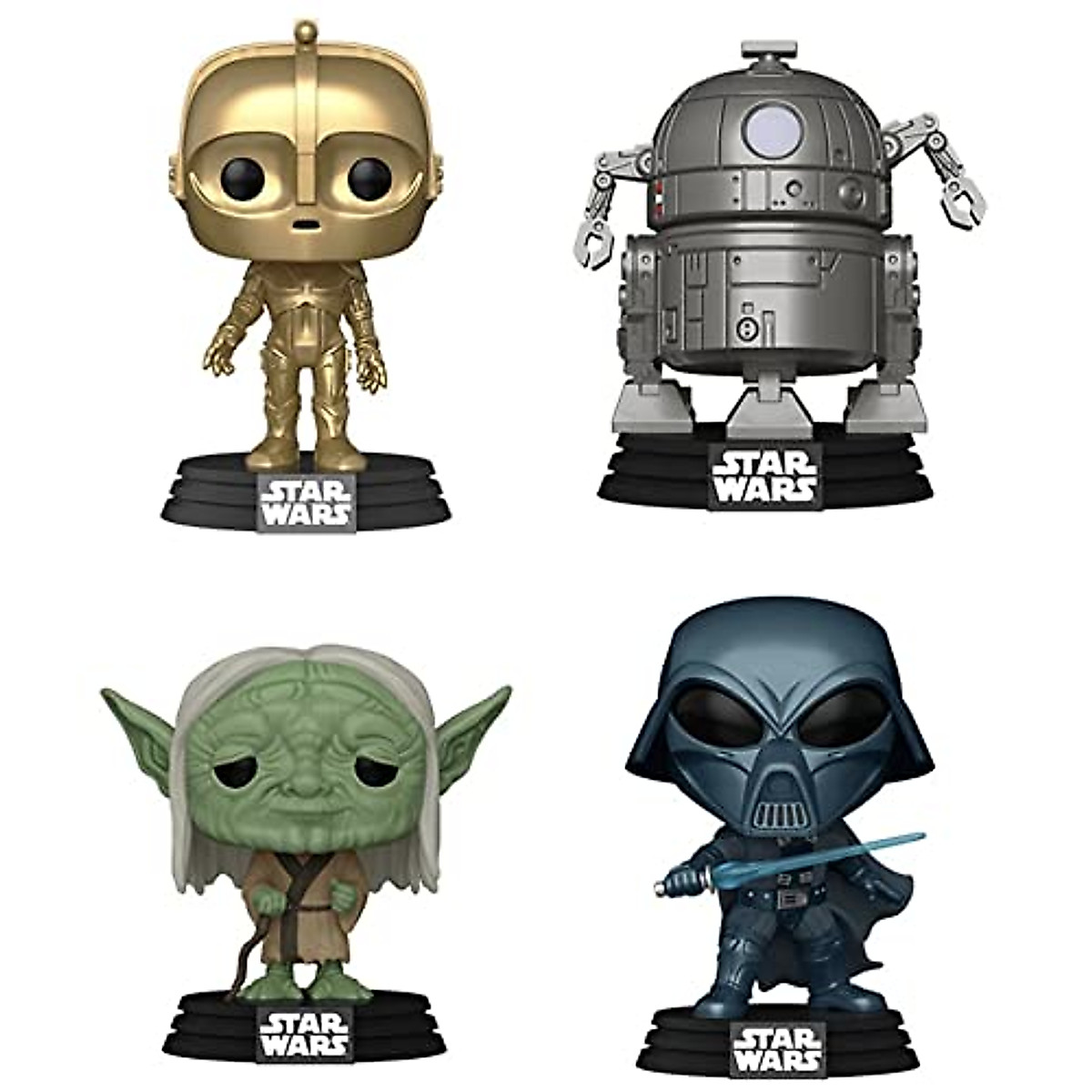 Funko POP! Star Wars: Concept Series - Yoda, Darth Vader, R2-D2 and C3-PO - 4 Pack - Amazon Exclusive - Collectable Vinyl Figure - Gift Idea - Official Merchandise - Toys for Kids & Adults