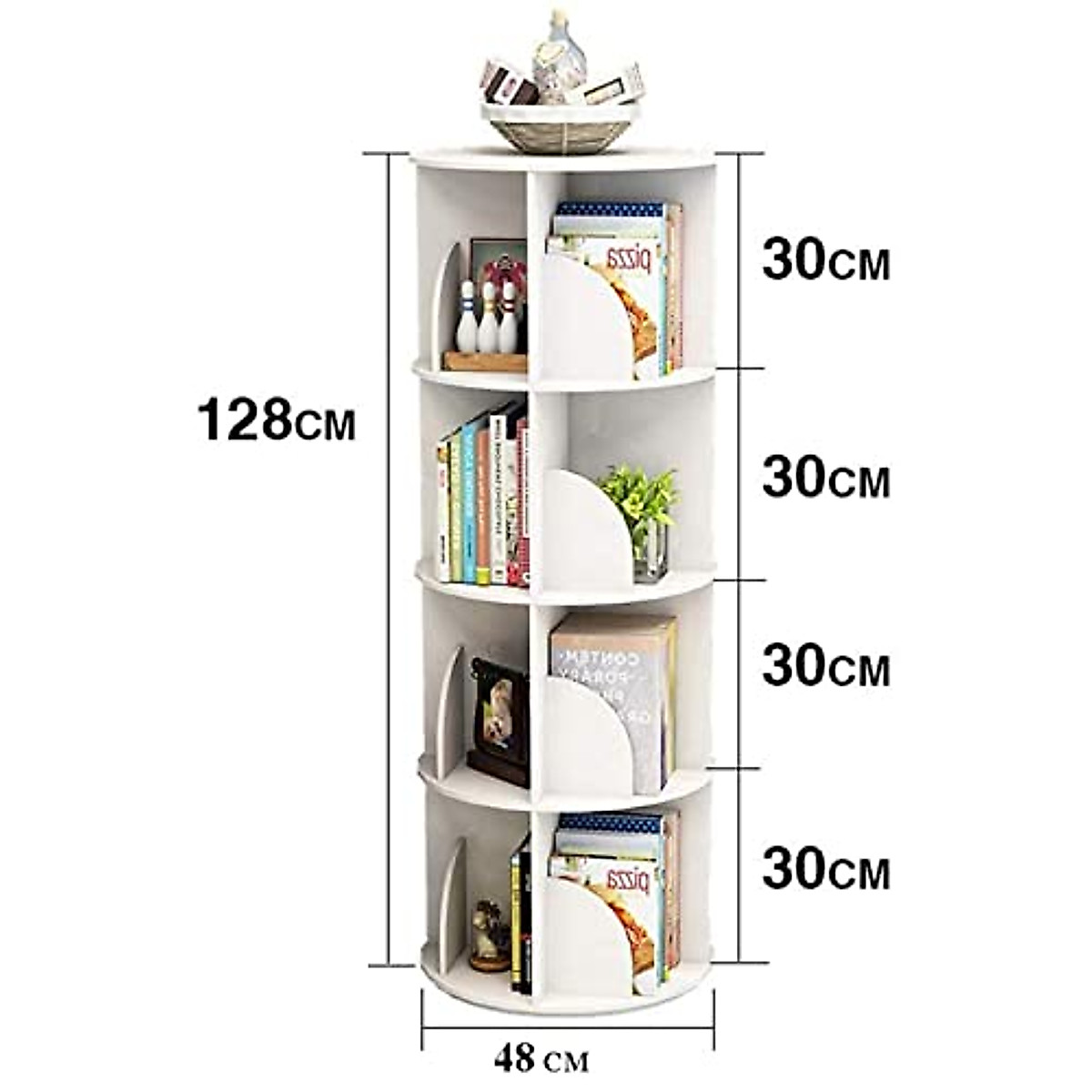 Toytexx Inc & Design 4 Tier 360° Rotating Stackable Shelves Bookshelf Organizer (White)