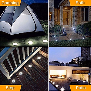 Biling Solar Disk Lights Outdoor, 12 Pack Solar Ground Lights Outdoor Waterproof for Garden Yard Patio Pathway Lawn Driveway - White