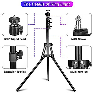 STALLY 12.3" RGB Ring Light with Stand 75 Tall and 2 Phone Holder, Remote Shutter, Tablet iPad Holder, Desk Tripod, Ring Light with 3 CCT Mode & 29 Color Modes for Live Stream/Makeup/YouTube/TikTok