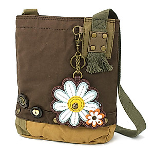 CHALA Handbags Brown/Olive Canvas Patch Cross-body Messenger Bags with 2020 new coin purse (Dark Brown_ Daisy)