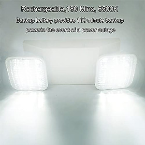Led Emergency Lights Fixture 12 Pack, LED Emergency Light for Home Power Failure, Commercial LED Emergency Light with Battery Backup, Adjustable Two Head Emergency Exit Lights, Hardwired Square