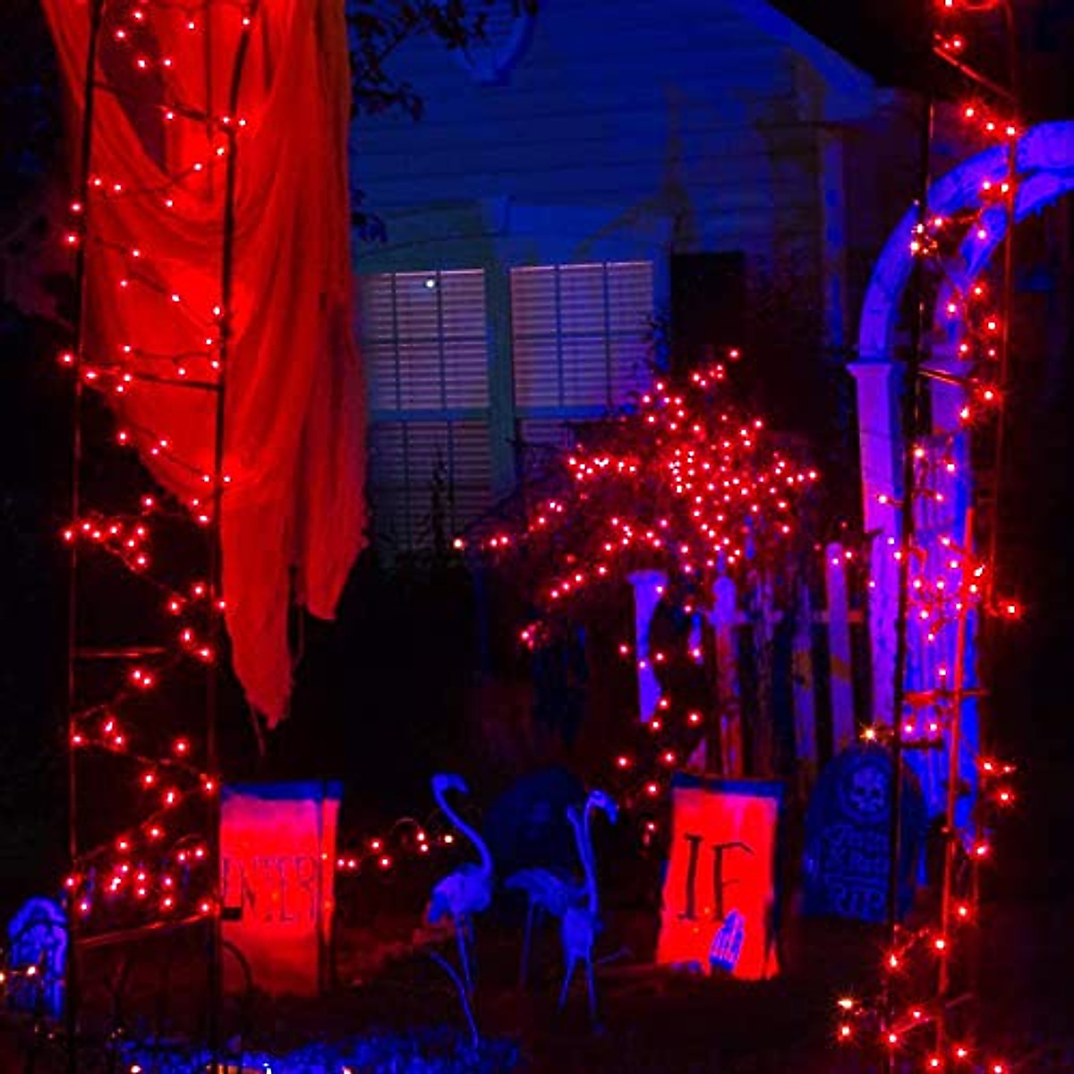 LALAPAO 2 Pack Super-Long Solar String Lights 85FT 240 LED 8 Modes Solar Powered Outdoor Lighting Waterproof Christmas Fairy Lights for Xmas Tree Garden Homes Wedding Lawn Party Decor (Red)