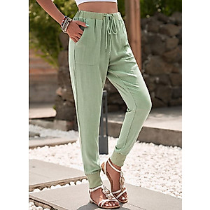 Dokotoo Womens Solid Casual Loose Drawstring Tie Elastic Waist Jogging Jogger Hiking Cargo Pants Sweatpants for Women with Side Back Pockets Grey XL