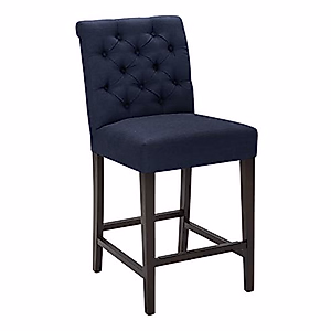 Amazon Brand – Stone & Beam Carson Tufted High-Back Upholstered Counter-Height Kitchen Stool, 41"H, Navy Blue