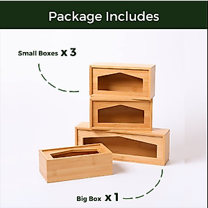 Baggie Organizer For Drawer | Bamboo Storage Containers, Fits Gallon Ziploc Bags, Saran Wrap, Foil Aluminum Roll, Plastic Bag Organizer | Kitchen Storage Containers Drawer Organizer Kitchen Utensils