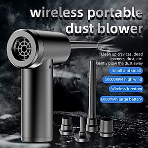 Gkrvb 50000 RPM Compressed Air Duster Cordless Air Duster Blower for Cleaning Laptops Printers from Dust Hair Debris Good Alternative to Compressed Air Cans Reusable Dust Collector