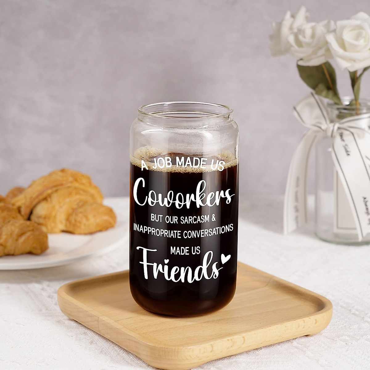 Fairy's Gift Glass Coffee Cup, Coworker Gifts, Birthday Gifts for Women Friendship, Funny Coworker Gifts for Women Men Friend, Office Friendship Gifts, Mothers Day, Going Away Gift for Coworkers Boss