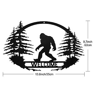 CINPIUK Bigfoot Wall Art Decor, Welcome Sasquatch Metal Sign Indoor Outdoor Farmhouse Christmas Wall Hanging Ornament Home Garden Yard Garage Decor Housewarming Gift, 14 Inch
