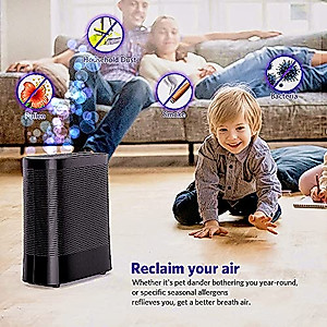Air Purifier, True Hepa 13 for Large Room, CADR 450 m³/h, Air Cleaner with UV-C Light, 3 Speeds, 3 Timers, Change Filter Reminder, Remove off 99.97% Dust, Allergens, Pollen, Pets, Hair, Smoke (black)
