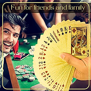 Magic Kiss Waterproof Gold and Silver Foil Poker Playing Cards, Deck of Plastic Playing Cards Gift (Gold 1 Deck)