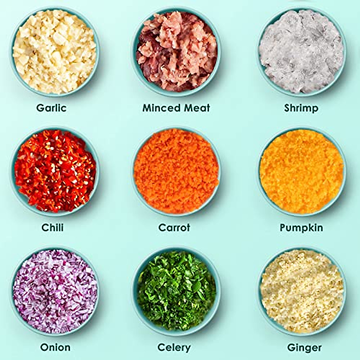 Rechargeable Portable and Cordless Mini Food Processor 250ML with Stainless Steel Blade, Electric Garlic Chopper Vegetable Chopper Blender for Nuts Chili Onion Minced Meat and Spices BPA-Free(Green)