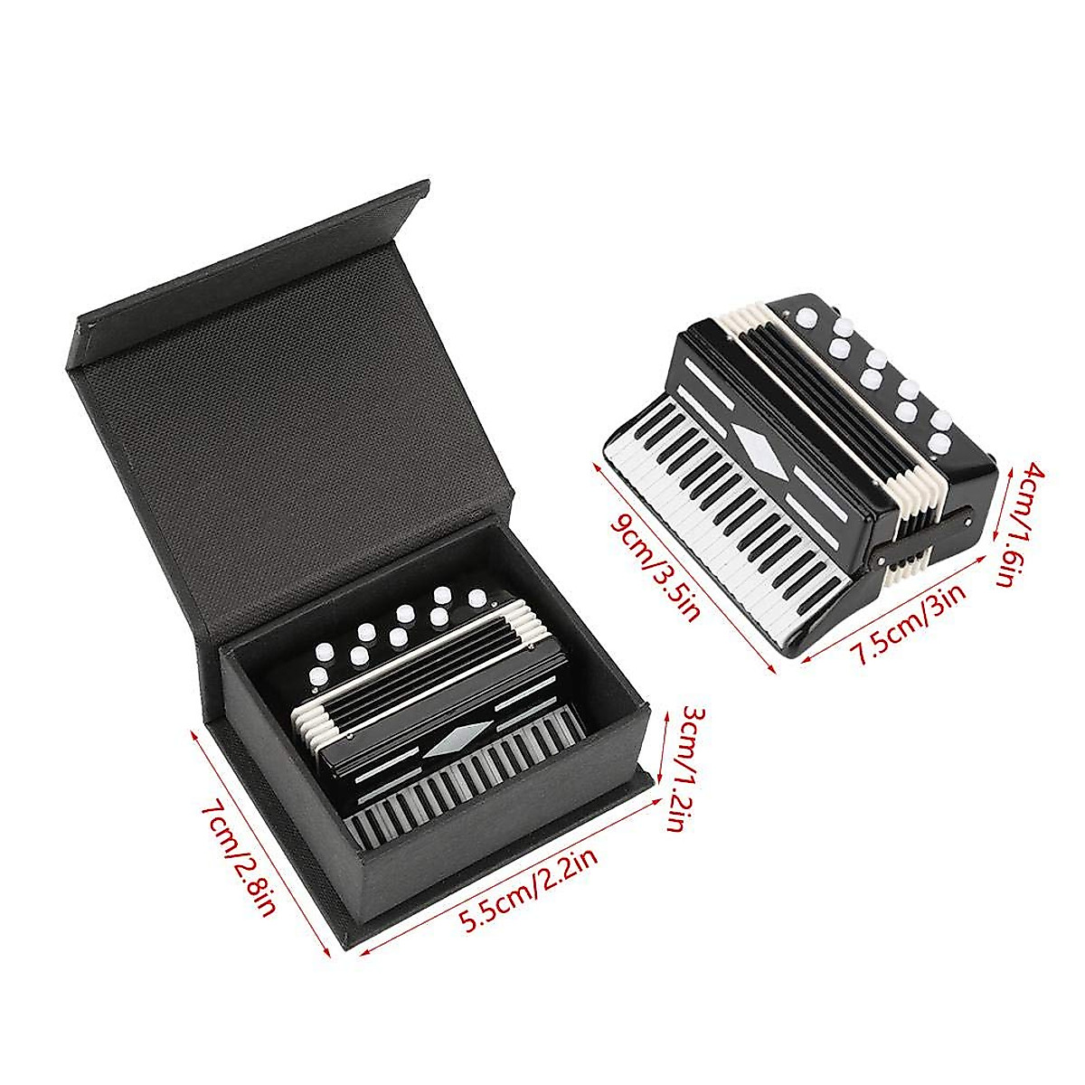 Desktop Decoration, Mini Accordion Model Exquisite Desktop Musical Instrument Decoration Ornaments Musical Gift with Delicate Box