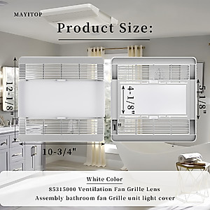 85315000 Vent Fan Cover Grille And Lens Replacement for Broan Nutone Bathroom Ventilation Plastic Cover，Bathroom Fan Exhaust Fits Broan Nutone 663，663N，663FL，663LN，669L，669LN，669FN，770F，763RLN，769RLN