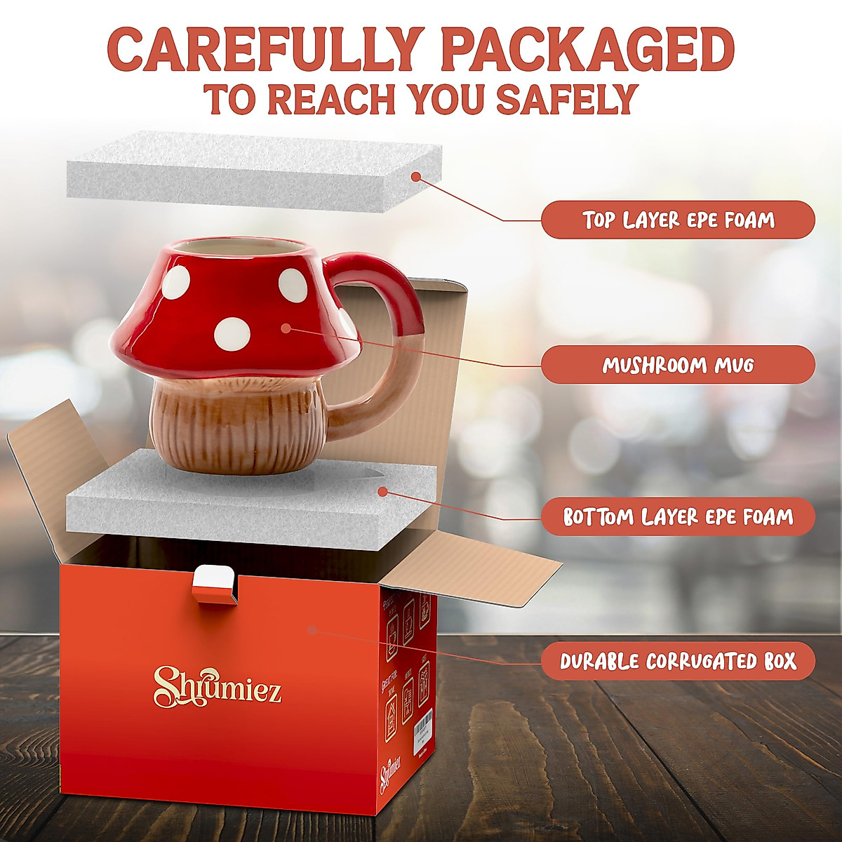 Mushroom Mug 12oz - Cute Ceramic Mushroom Cup for Coffee Tea and Mushroom Themed GIfts - Cool Cottagecore Aesthetic Kawaii Unique Fun Funky Novelty Hippie Fungi Toadstool Enamel Mushroom Decor Stuff