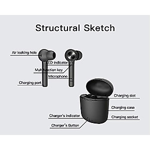 Bluedio Wireless Headphones with Face Recognition Feature, True Wireless Earbuds Bluetooth V5.0 Wireless Earphones Sports Running Headset with Charging Case Built-in Mic (Hurricane-HI Black)