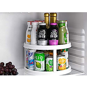 Yesland 2 Pcs 2-Tier Lazy Susan Turntable, 12 Inches Non-Skid Tiered Rotating Kitchen Spice Organizer for Cabinets Pantry Bathroom Countertop Refrigerator(Gray and White)