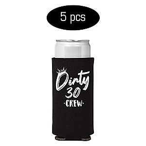 Veracco It Is My Dirty 30 Years Thirth Birthday Gift For Dirty Thirty Party Favors Decorations Slim Can Coolie Holder (Black/White, 6)