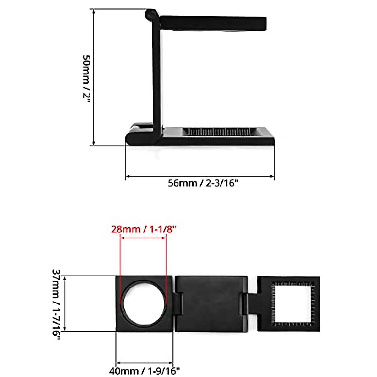 QWORK Three-Folding 10X Magnifier, 2 Pcs Zinc Alloy Magnifying Glass with Scale, for Textile Optical Jewelry Sewing Thread Collection Repair