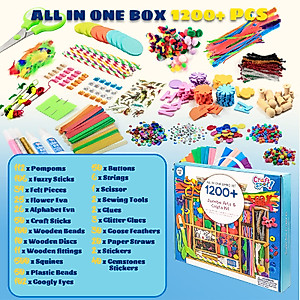 Craft Spot! Art and Craft Supplies for Kids, All in One DIY Crafting Collage Arts Set with Exquisite Gift Box, Craft Art Supply Kit for Toddlers Age 4 5 6 7 8 9