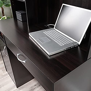 Sauder Beginnings Transitional Desk with Hutch, Cinnamon Cherry finish