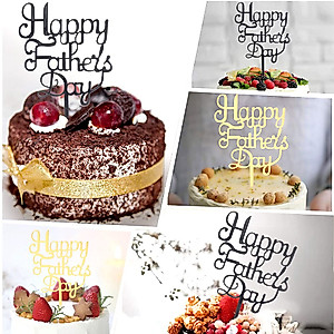Happy Father's Day Cake Topper, 10 Pack Gold and Black Acrylic Cake Picks Cake Decorations Cake Food Decoration Party Supplies for Father's Day