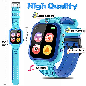 Kids Smart Watch for Boys Girls Game Smartwatch with 14 Educational Games HD Dual Camera Touchscreen Music Video Player 12/24 Hr Alarm Clock Pedometer Toddler Watch Learning Toys (Blue)