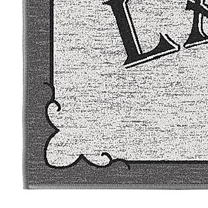 Ottomanson Laundry Collection Non-Slip Rubberback Laundry Text Design 2x5 Laundry Room Runner Rug, 20" x 59", Light Gray