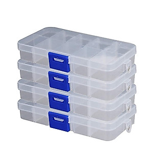 Jutagoss Plastic String Organizer Box With Dividers, 5.12x2.76x0.87 inch,10 Mpartment Craft Storage Containers, 4PCS Bead Tackle Bolt Screw Small Parts Rock Collection Box.