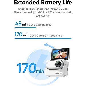 Insta360 GO 3 64GB – Waterproof Tiny Mighty Action Camera with 2.7K 2720 Video, FlowState Stabilization, AI Editing, Action Pod|Bundle Includes Mount Adapter Compatible with GoPro Mounting Ecosystem