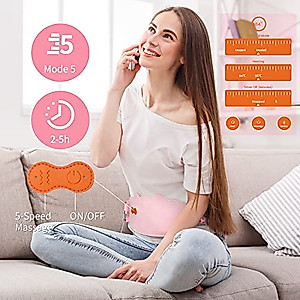 FTOYIN Portable Heating Pad Simultaneous Front and Rear Belly Warmer with 5 Massage Modes, Period Heating Pads for Girl Women Back Pain Relief (Pink)