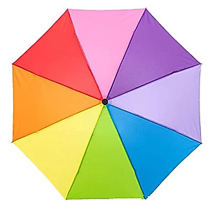 YAMHOHO Three Folding Flat Edge Rainbow Bumper Cloth Umbrella Sunshade Sun Umbrella Ladies Umbrella Gift Umbrella Windproof Travel Umbrella Foldable Folding Small Compact Umbrella