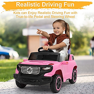 JOYMOR Kids Ride on Toy, Kids Truck 6V Battery Motorized Vehicles, w/Parent Remote Control, Children's Best Toy with 3 Speeds (Pink)