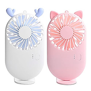 Aeergured 2 Pack Handheld Fan Mini Fan, Speed Adjustable USB Rechargeable Eyelash Fan Powerful Small Personal Portable Fan for Kids Woman Men Home Office Outdoor Travel
