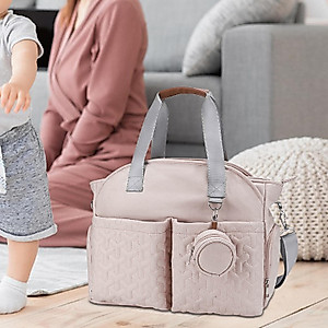 AMLESO Nappy Changing Bag Handbag mom Bag Large Storage Two Front Pockets Bag, Light Pink