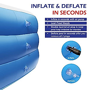 HomVent Inflatable Family Pool Swimming Pools Above Ground Swimming Pool .120" X 72" X 20"Blow Up Pool for Outdoor, Garden, Backyard, Summer Water Party (Blue 2)