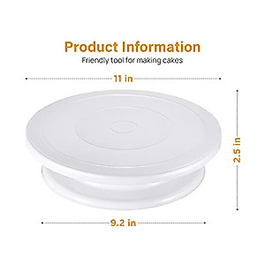 Kootek 11 Inch Rotating Cake Turntable, Turns Smoothly Revolving Cake Stand Cake Decorating Kit Display Stand Baking Tools Accessories Supplies for Cookies Cupcake (White)