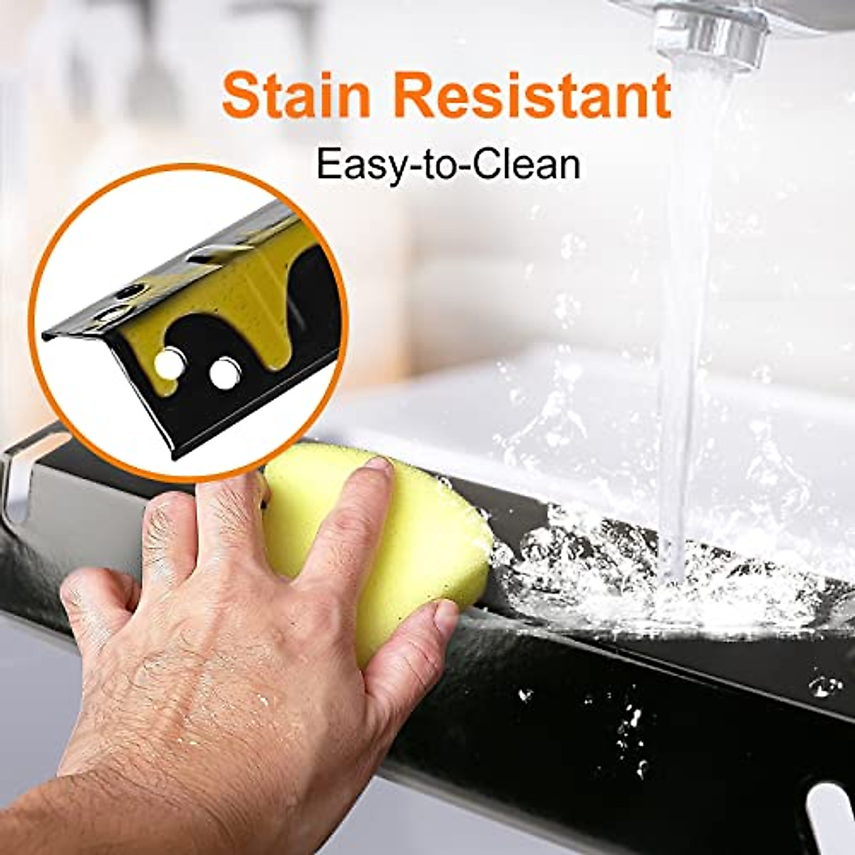 Hisencn Grill Replacement Parts for Expert Grill 3 Burner Walmart XG10-101-002-02, Stainless Steel Grill Burner and Porcelian Heat Plates for Expert Grill Parts