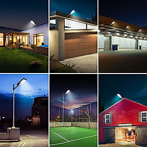 LANGY Solar Street Light, 2-Pack 30000LM 400W, IP67 Commercial Parking Lot Light, Outdoor Dusk to Dawn Solar Flood Light with Motion Sensor, Remote Control, for Yard Garden