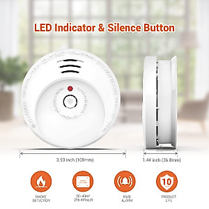 Jemay Smoke Detector, Smoke Alarm with Advanced Photoelectric Technology, Smoke Detector with Test Button and Low Battery Reminder, Fire Alarm with Battery Backup Used in Home, AW106, 6 Packs