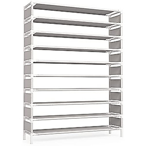 Tribesigns 10 Tiers Shoe Rack, Large Capacity Shoe Organizer, Shoe Shelf for 50 Pair, Large Shoe Rack, Extra Large Shoe Shelf